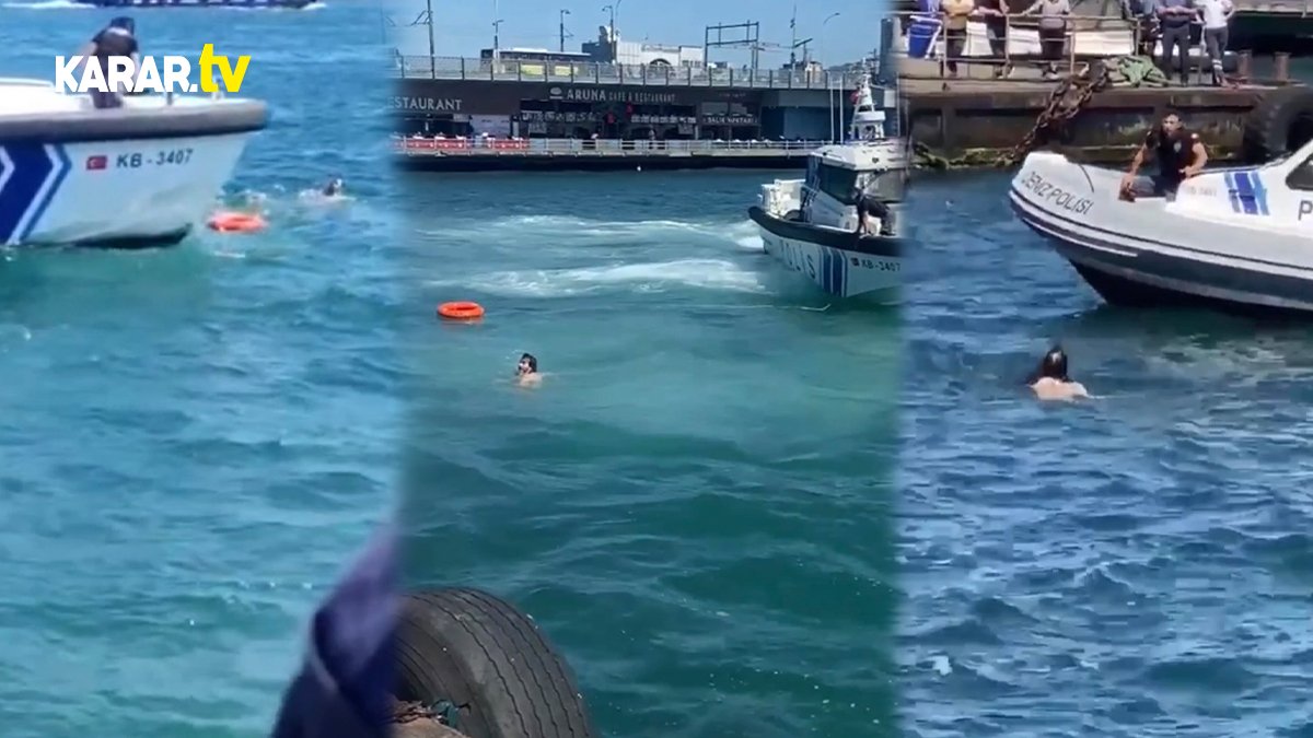 Sudan çıkmayan adam can simidi ve dalgıçlardan “imdat” diyerek kaçtı