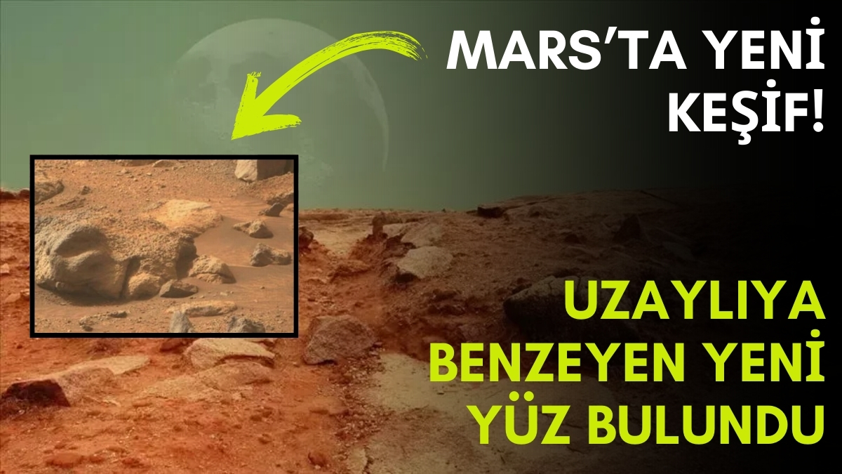 Mars'ta uzaylıya benzeyen yüz bulundu! Herkesi şok eden yeni keşif: Sağ yanağının üzerine yatmış ...