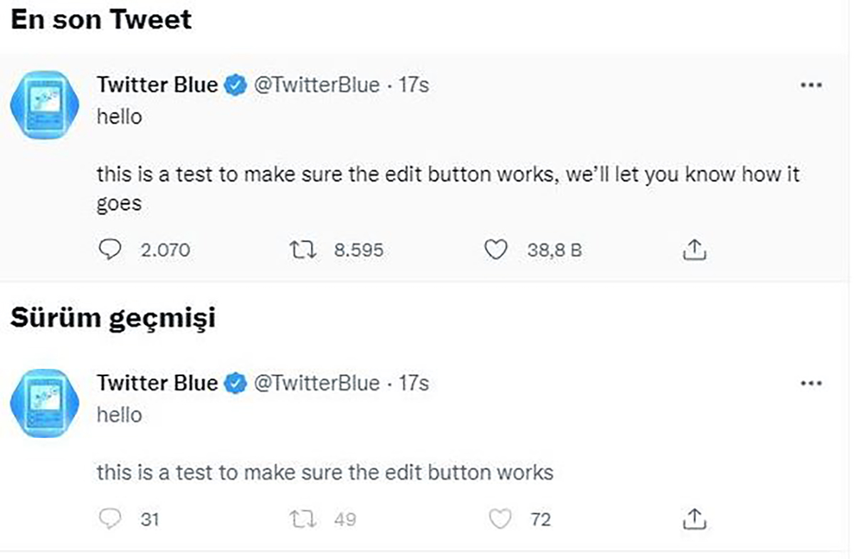 Twitter, ilk düzenlenmiş tweetini paylaştı