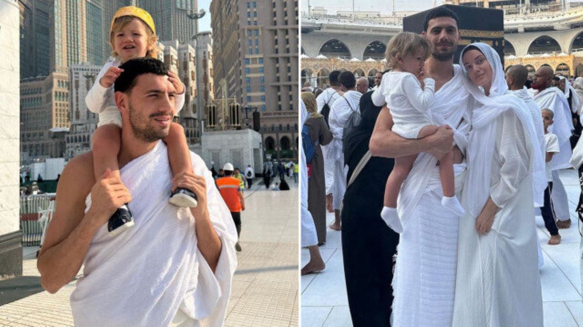 Milli futbolcu Merih Demiral eşi ile Umre ziyaretine gitti! Pozları ...